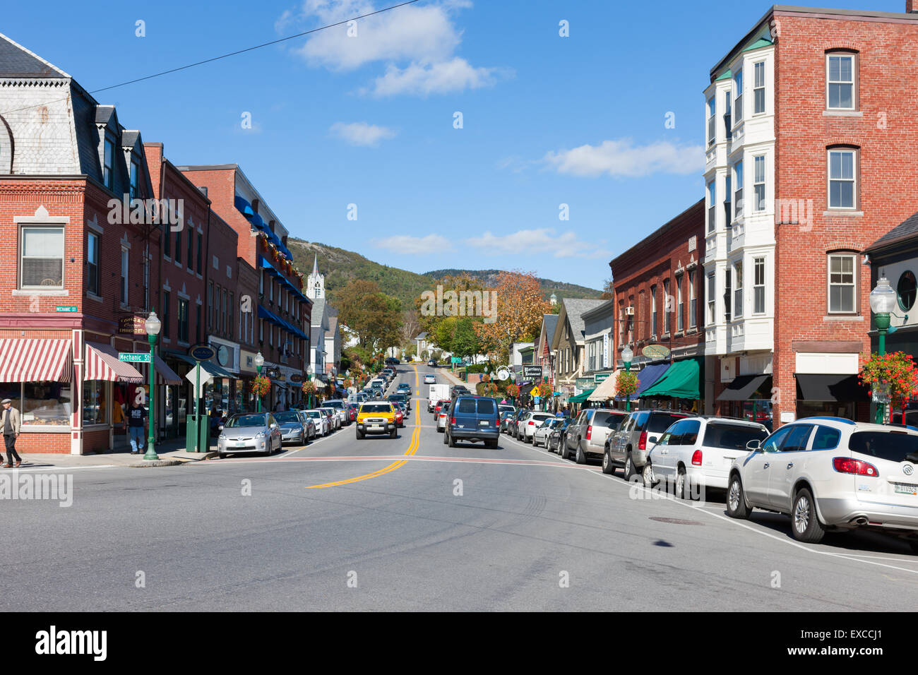 An autumn view up Main Street in Camden, Maine Stock Photo - Alamy