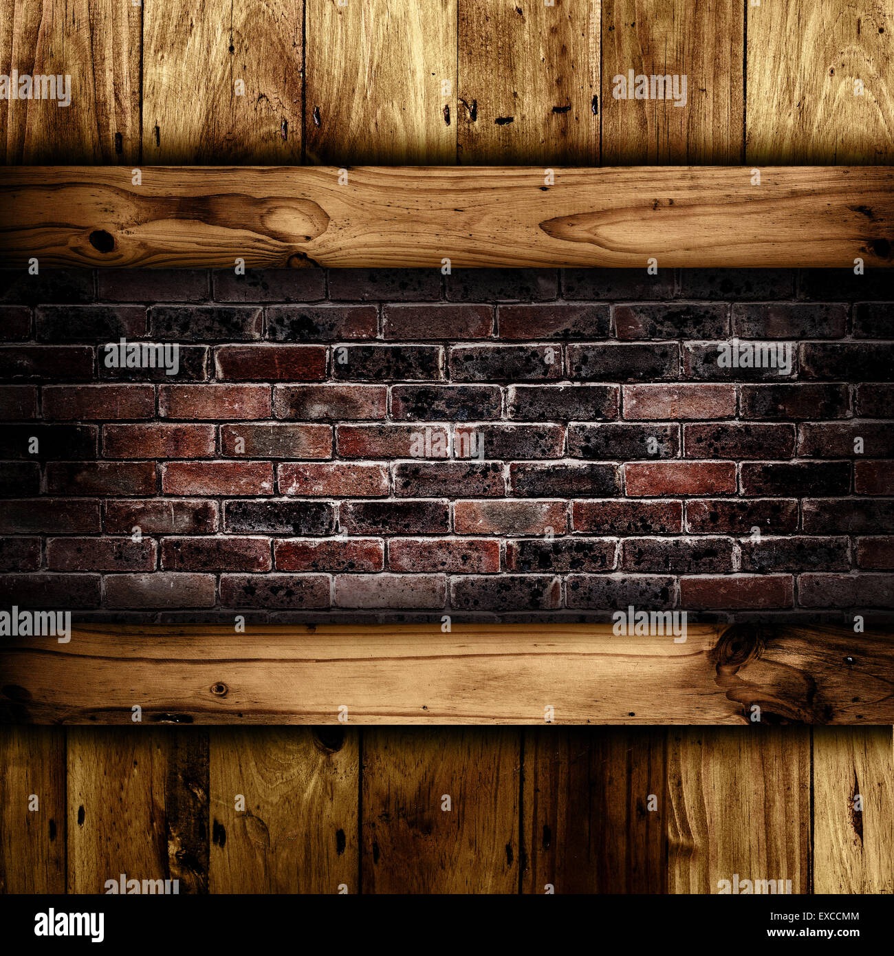 Abstract wooden and brick background Stock Photo - Alamy