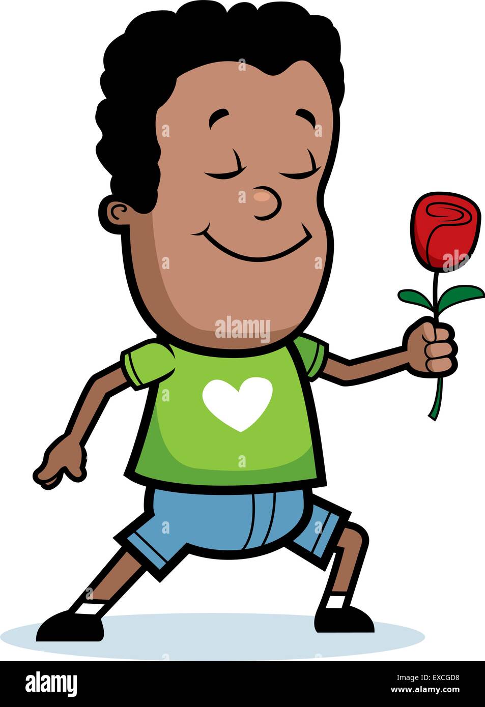 A happy cartoon child with a flower Stock Vector Image & Art - Alamy