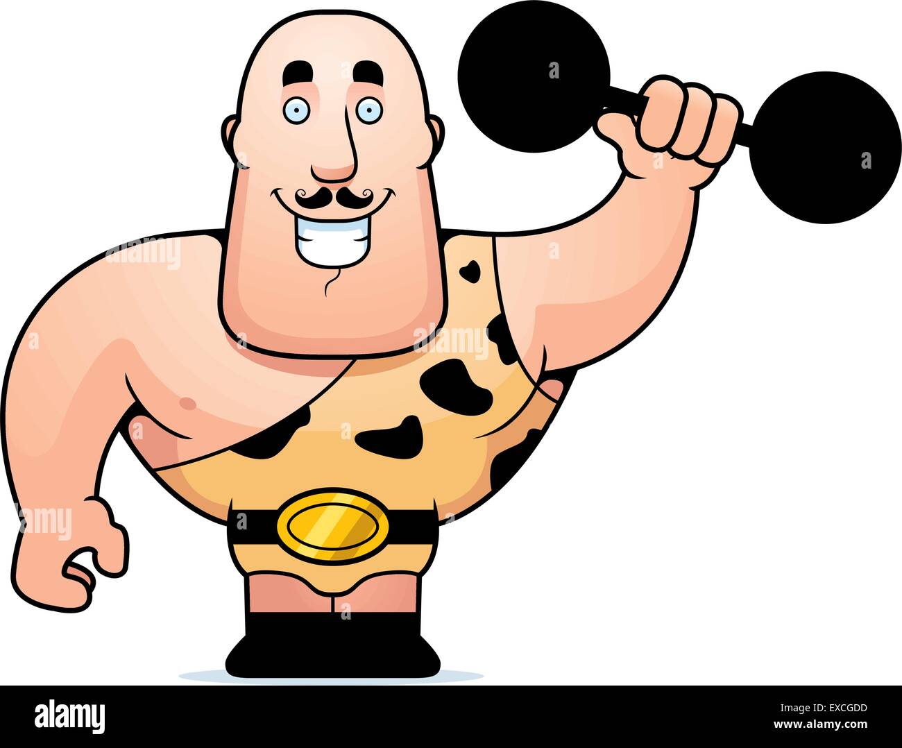 A happy cartoon strongman lifting a dumbbell Stock Vector Image & Art ...