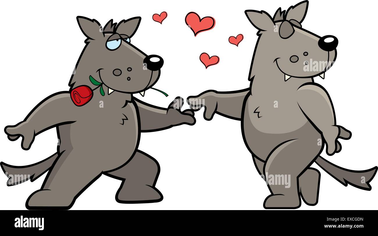 Two cartoon wolves happy and in love Stock Vector Image & Art - Alamy