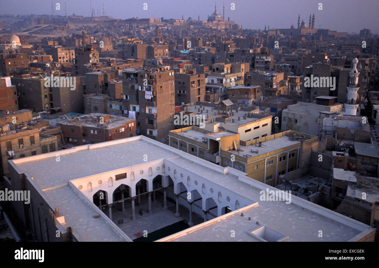Cairo, the city of a thousand minarets, from Bab Zuweila gate at sunset ...