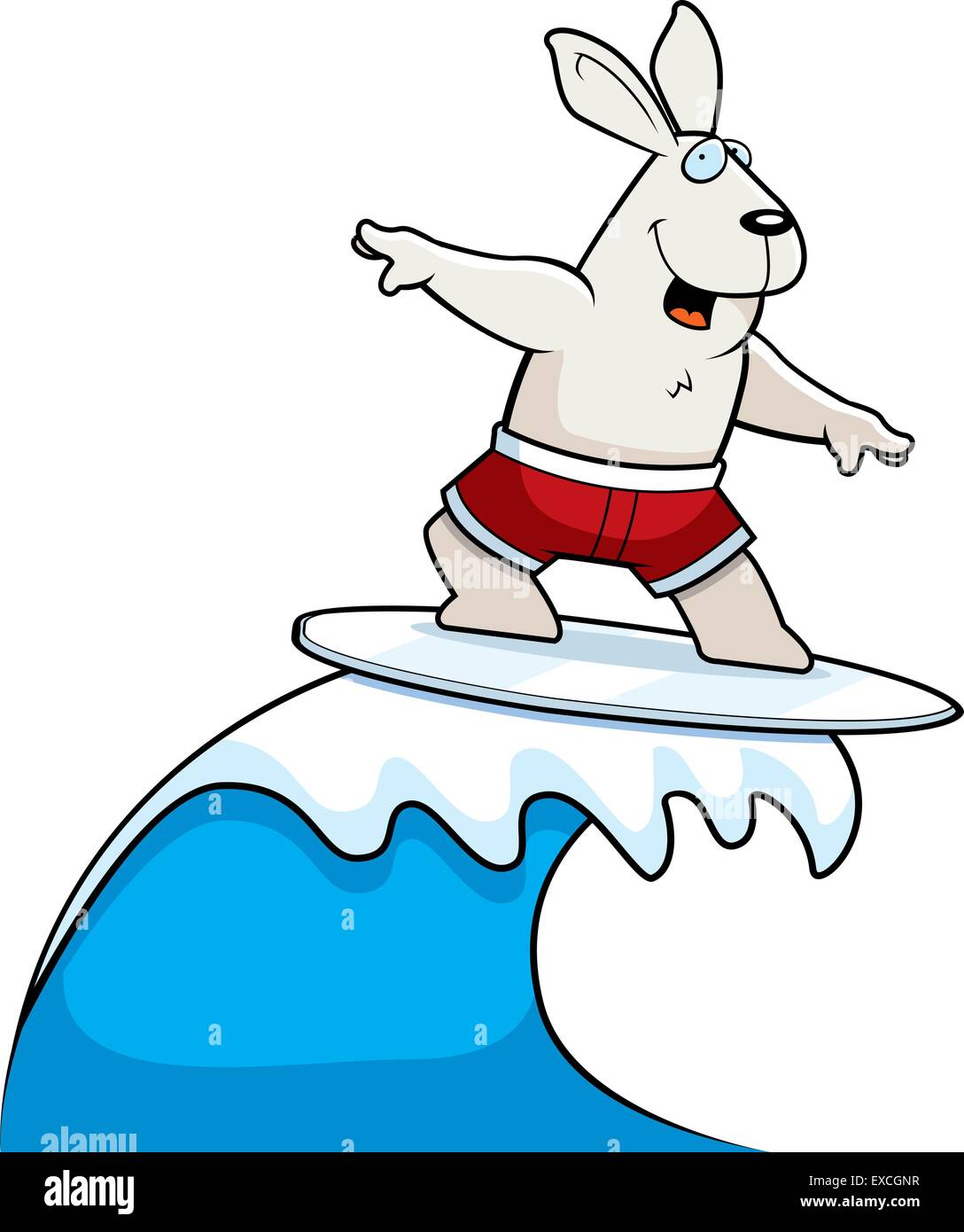A happy cartoon rabbit surfing on a wave Stock Vector Image & Art - Alamy