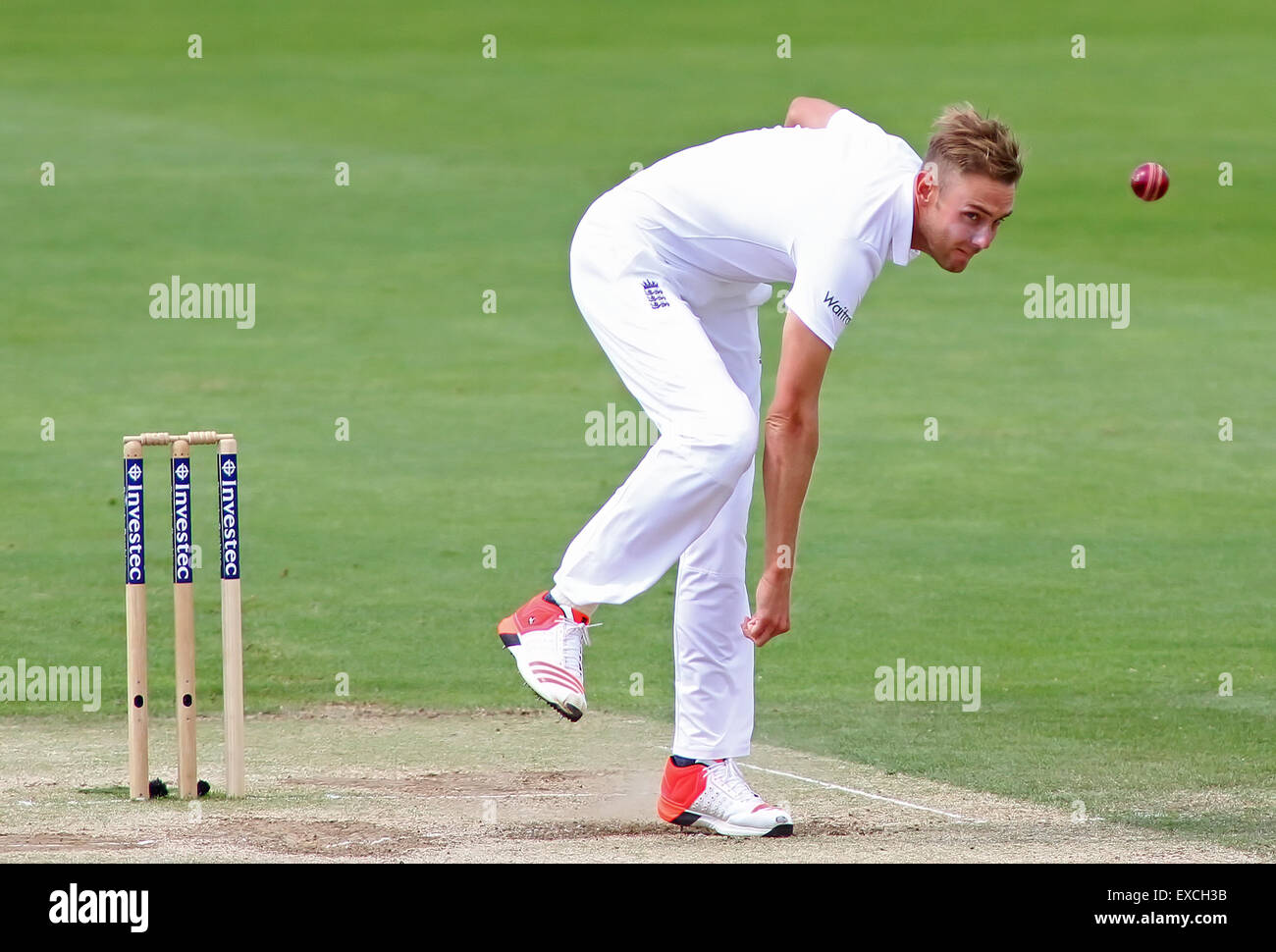 Cardiff, Wales. 11th July, 2015. Stuart Broad of England bowling during ...