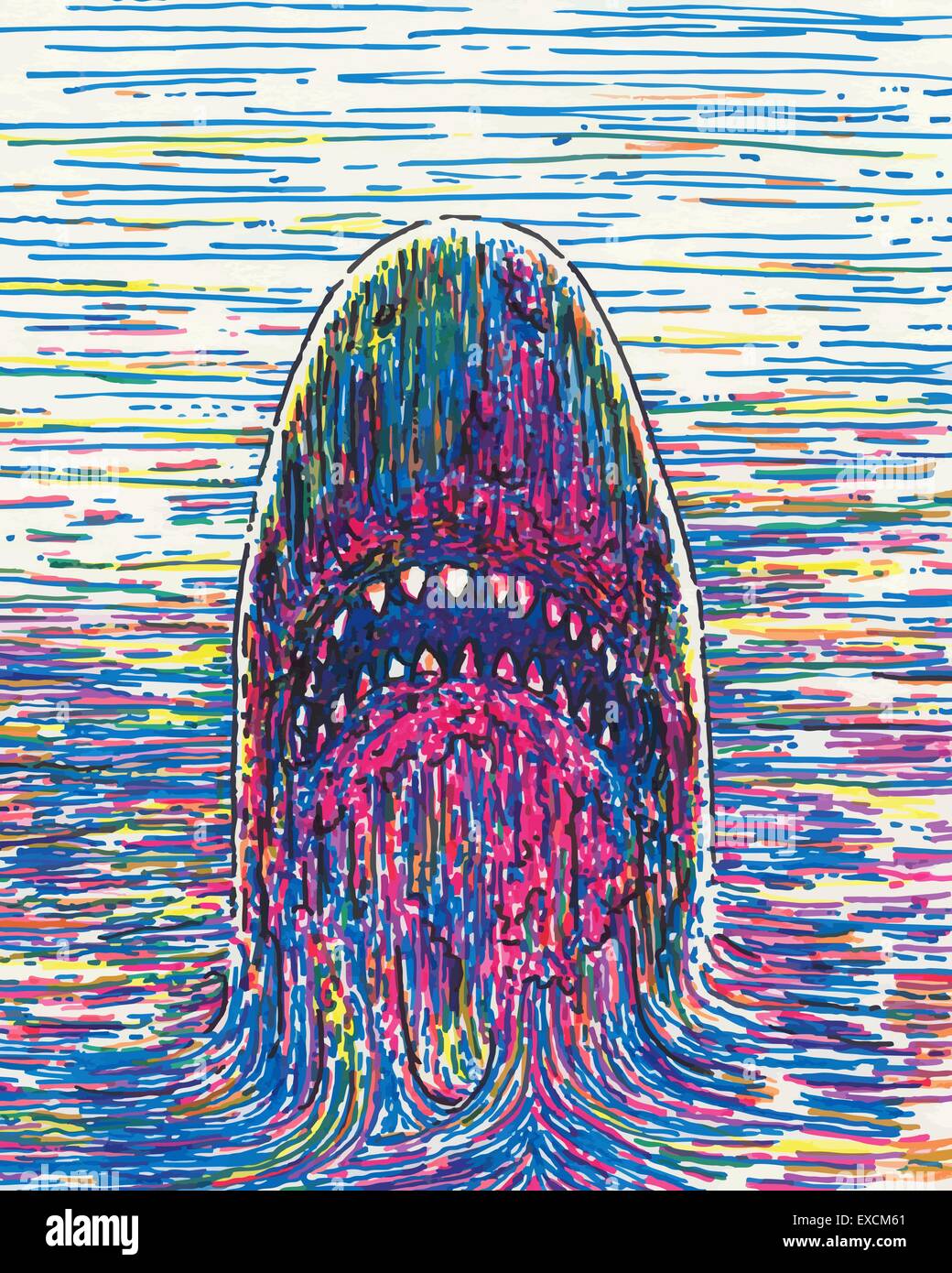 Vector drawing marker shark hi-res stock photography and images - Alamy