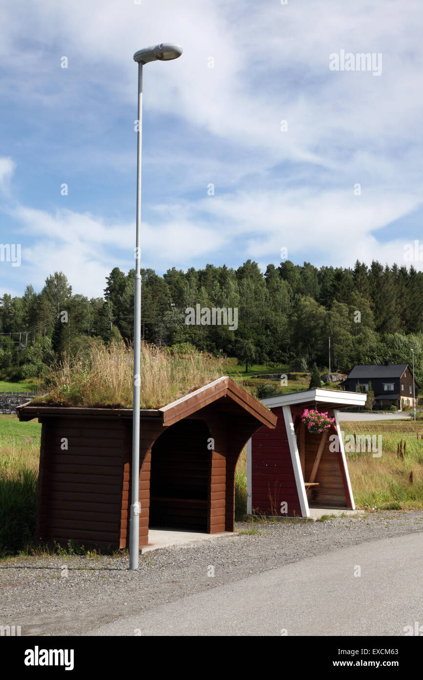 Bus stop in Norway Stock Photo - Alamy