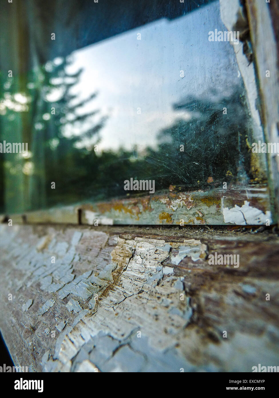 Old windows with reflection Stock Photo - Alamy