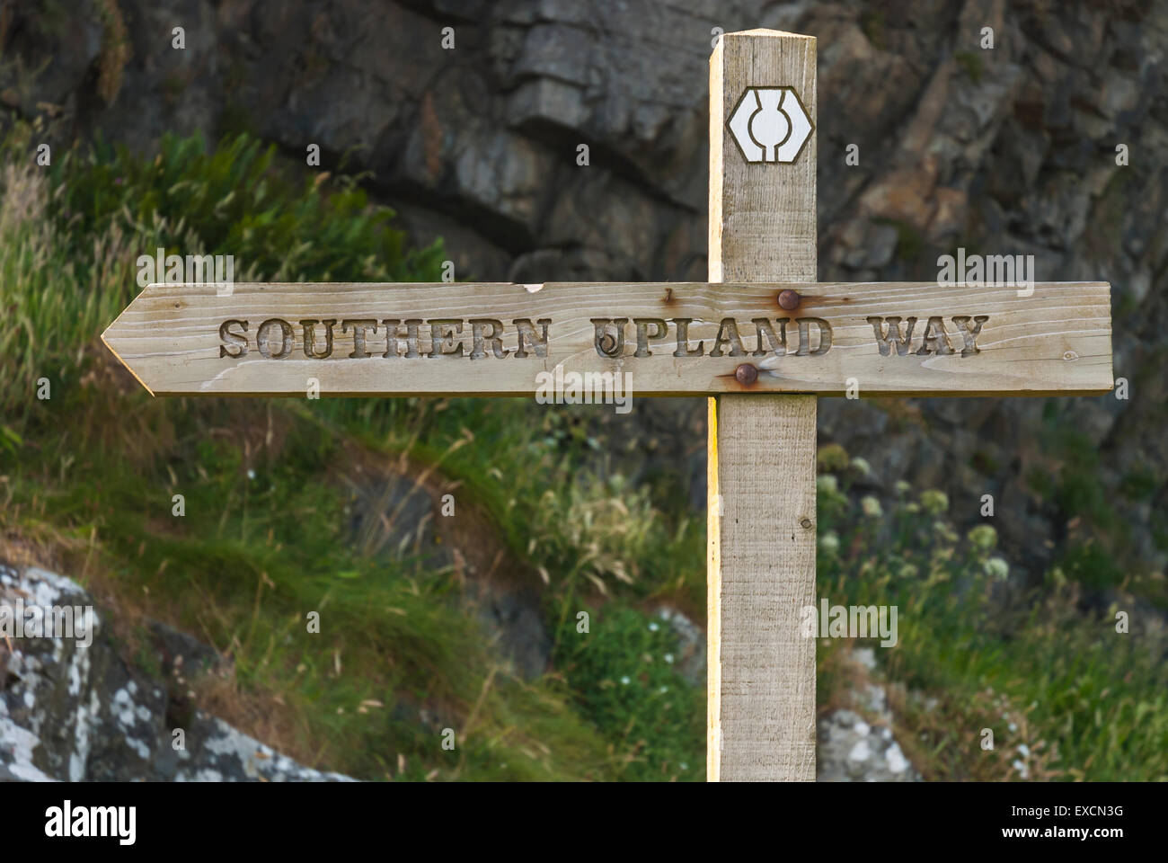 The first Southern upland way sign post Stock Photo - Alamy