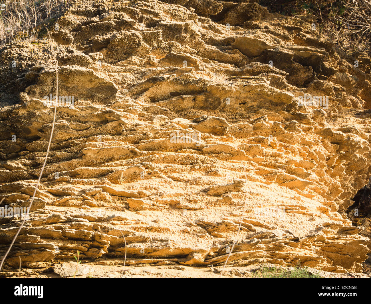 yellow rock sediments. Stratification of yellow stone Stock Photo - Alamy