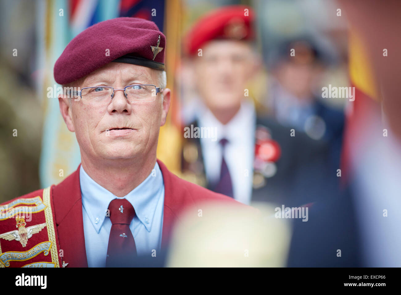 ARMED FORCES DAY IN MANCHESTER CITY CENTRE. red berry veteran old boys ...