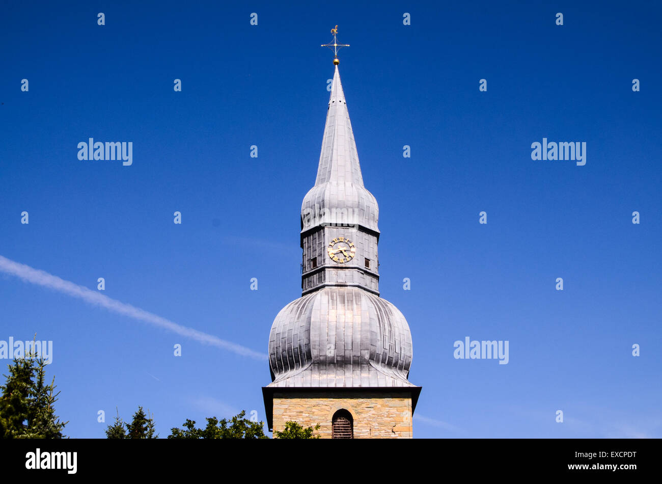 Typical Gothic Belfry Church Tower Stock Photo - Alamy