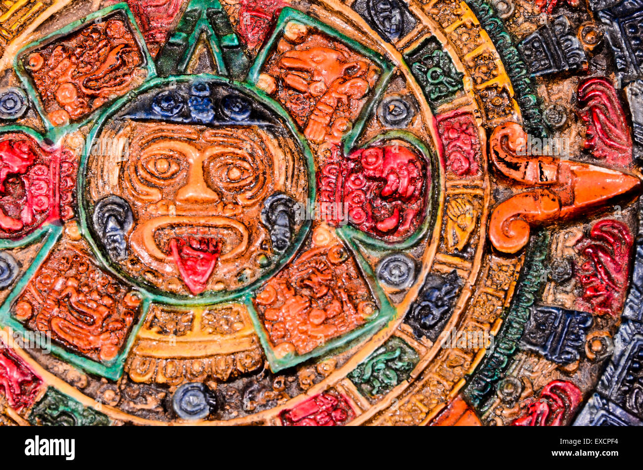 Typical Colored Clay Maya Calendar Stock Photo - Alamy