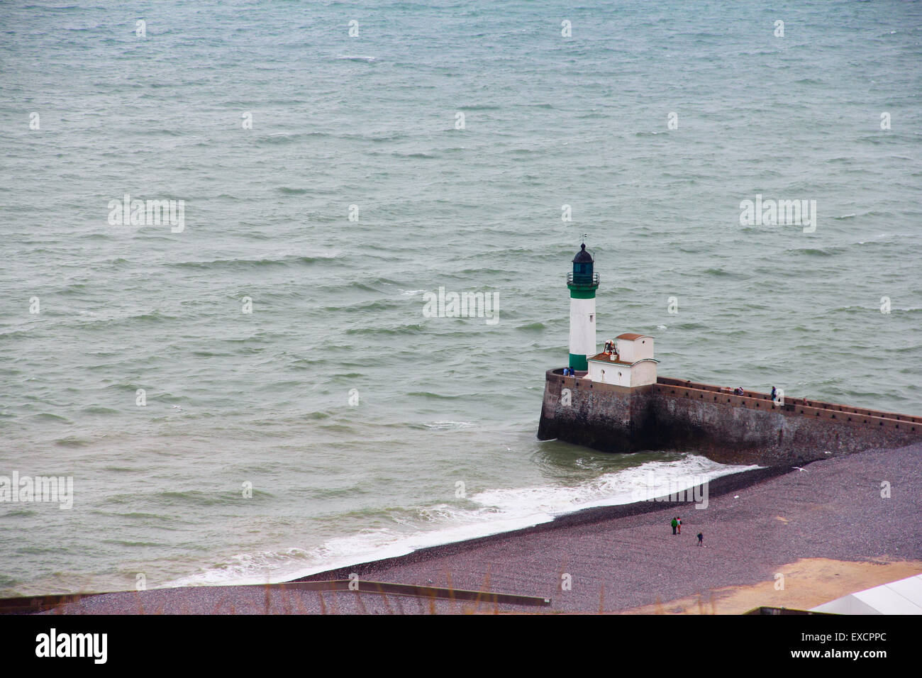 Panoramic view on Lighthouse in Fort Mahon Plage, Normandy, France ...