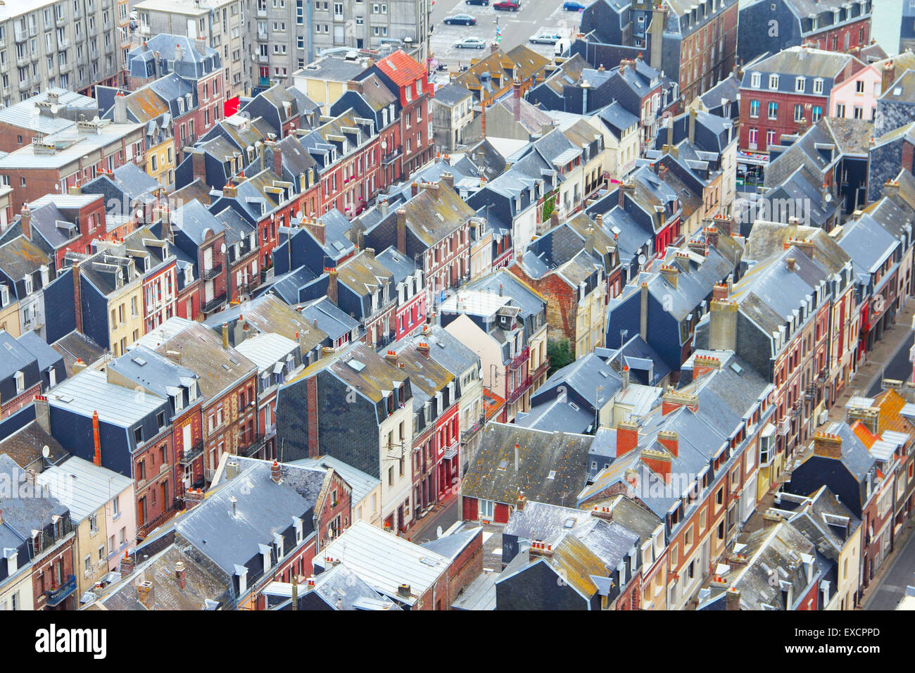 Panoramic view on rows of houses in Fort Mahon Plage, Normandy, France ...