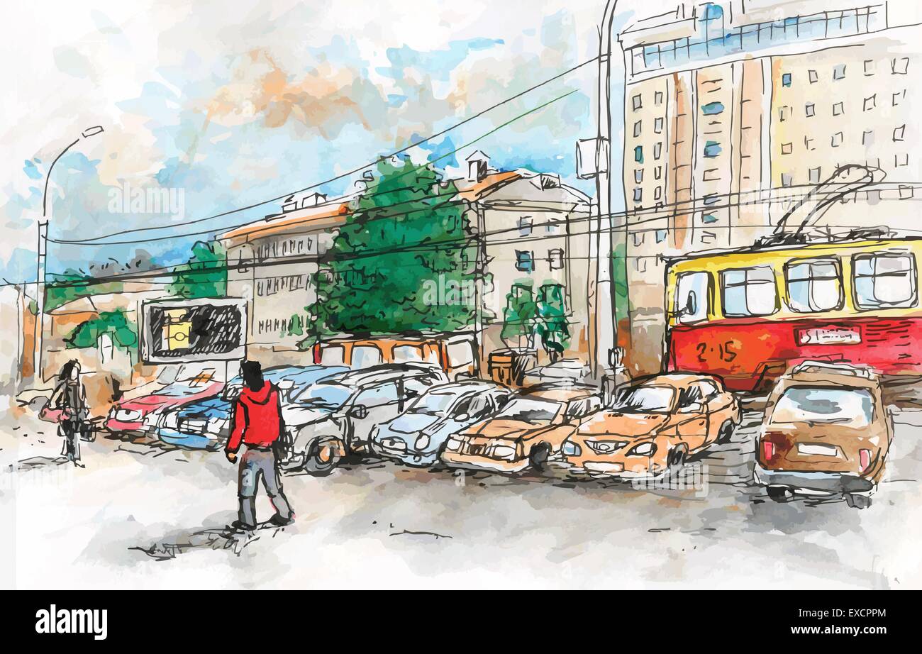 Landscape view street art Stock Vector Images - Alamy