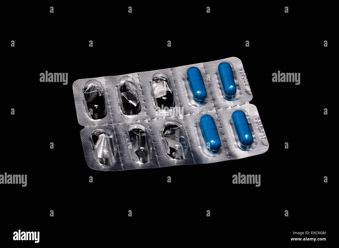 Blue Medication Capsules In Blister Pack Stock Photo - Alamy