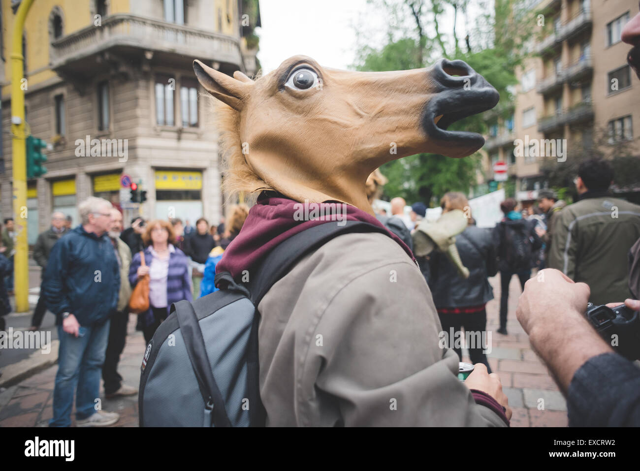 MILAN, ITALY - MAY 1: manifestation no expo held in Milan May 1, 2015 ...