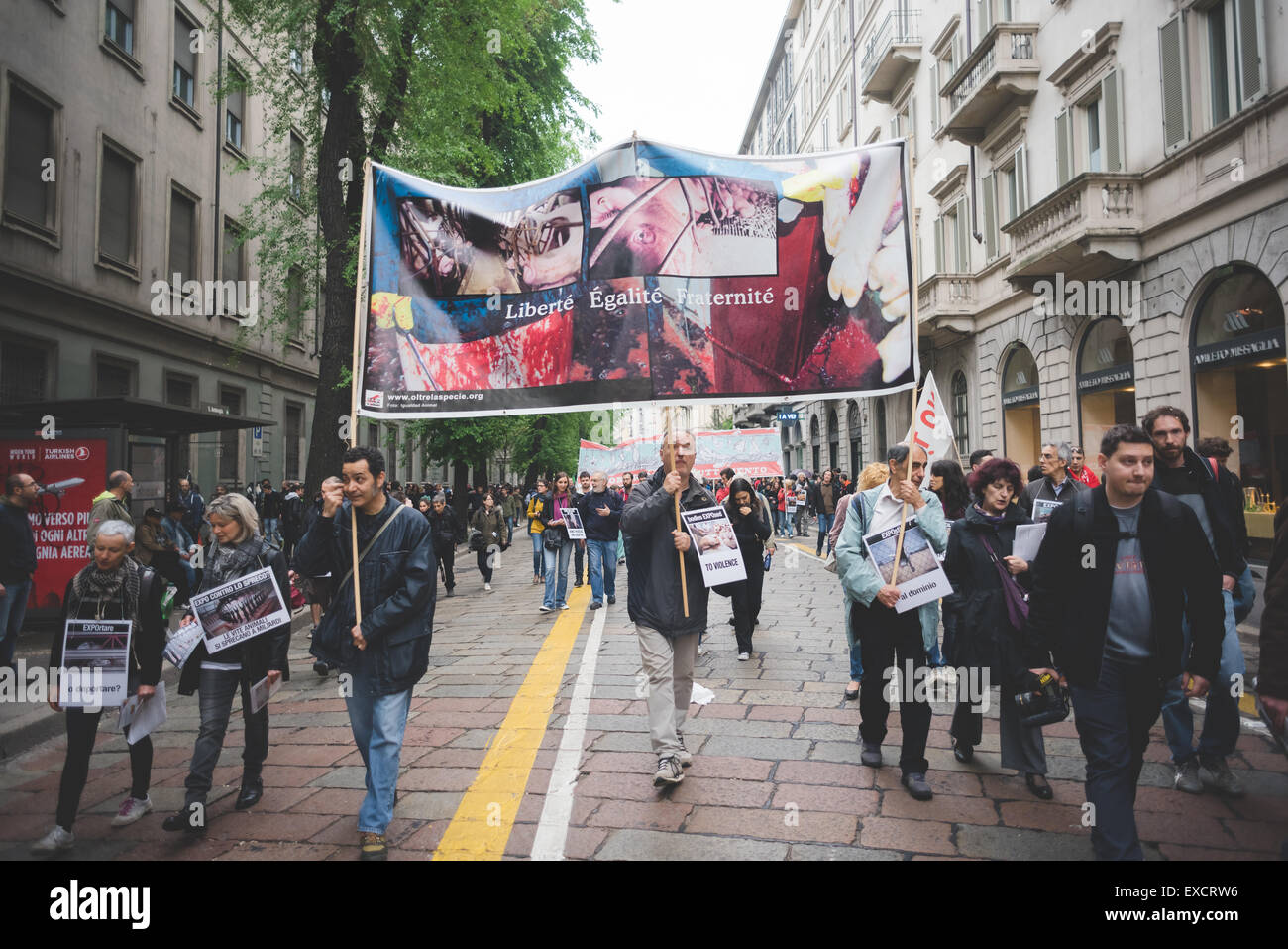 MILAN, ITALY - MAY 1: manifestation no expo held in Milan May 1, 2015 ...
