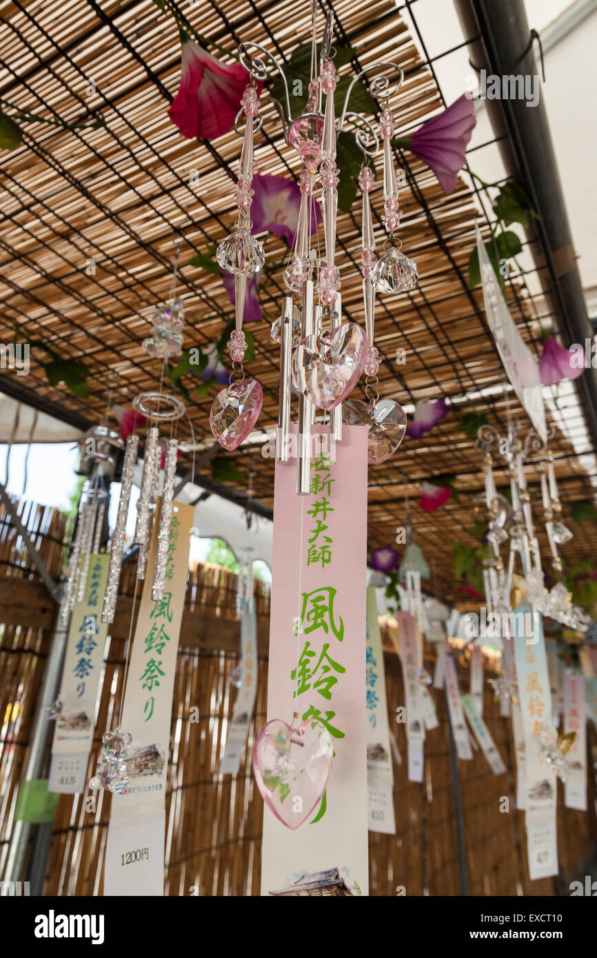 Japanese wind chimes (Fuurin) made of glass on display during the ...