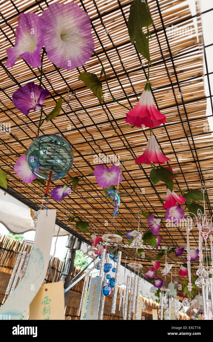 Japanese wind chimes (Fuurin) made of glass on display during the ...