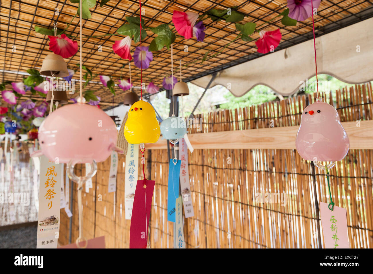 Japanese wind chimes (Fuurin) made of glass on display during the ...