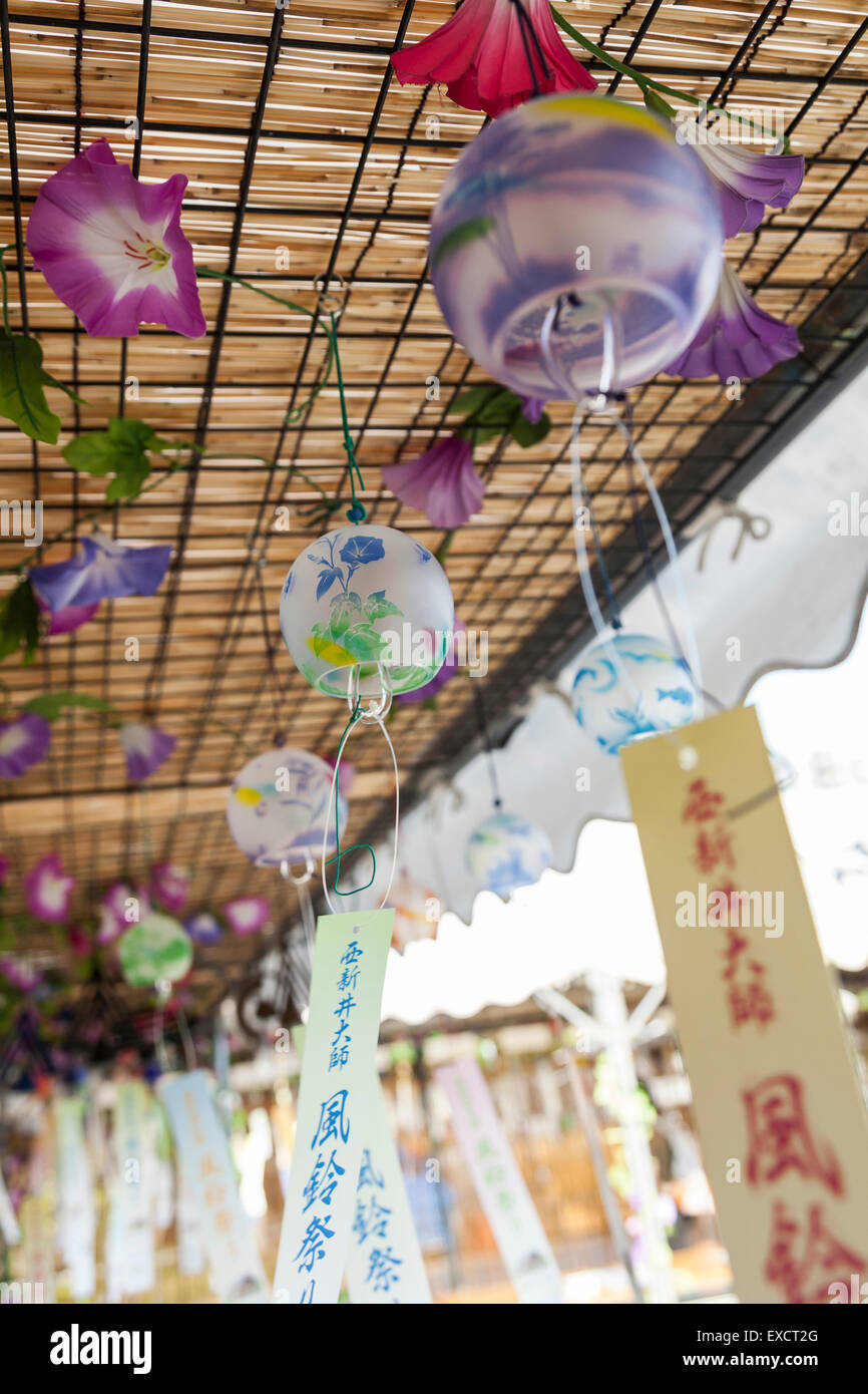 Japanese wind chimes (Fuurin) made of glass on display during the ...