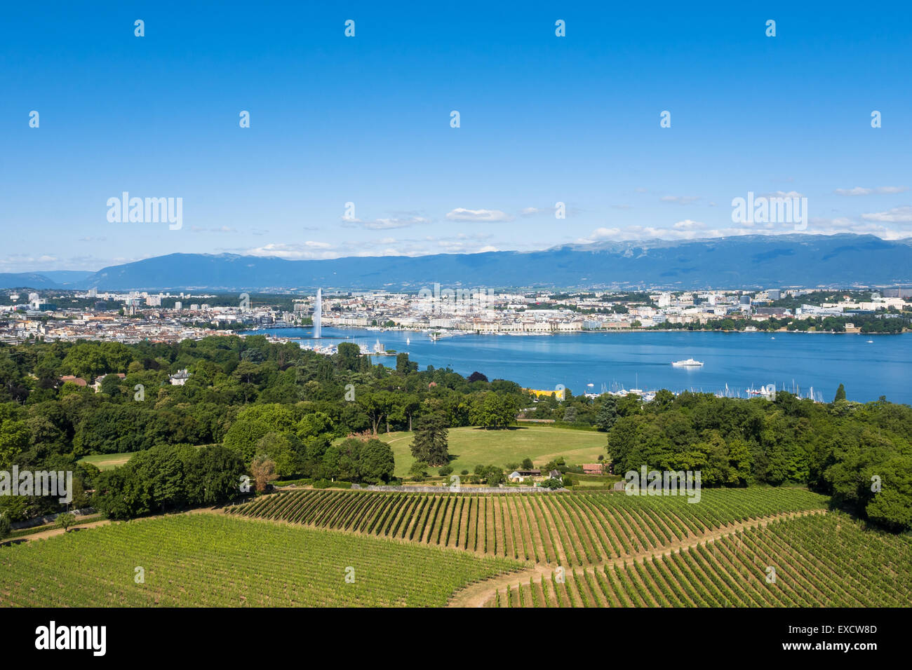 Aerial view of Leman lake - Geneva city in Switzerland Stock Photo - Alamy
