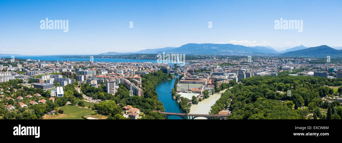 Aerial view geneva waterfront jet hi-res stock photography and images ...
