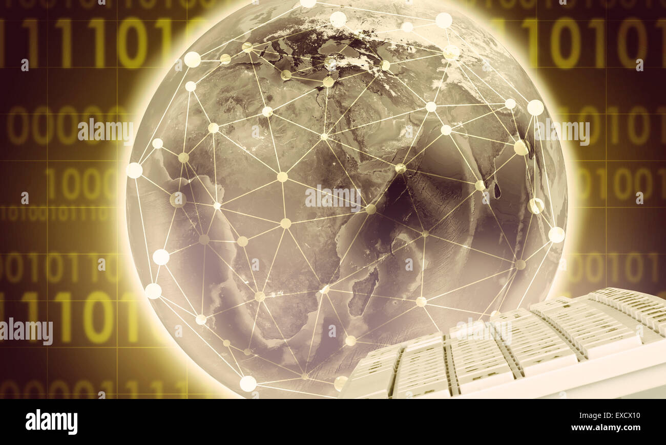 Earth and keyboard on abstract background Stock Photo - Alamy