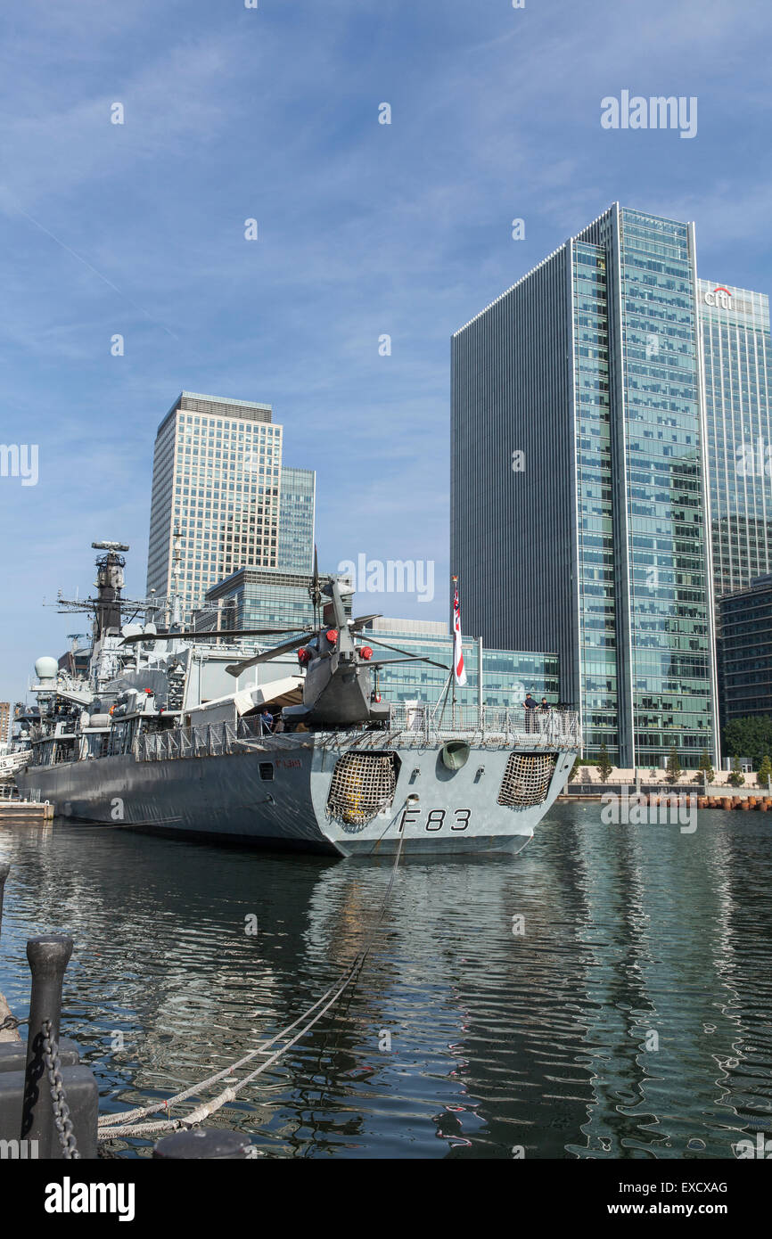 HMS St Albans Frigate moored at West India Docks in the City of London ...