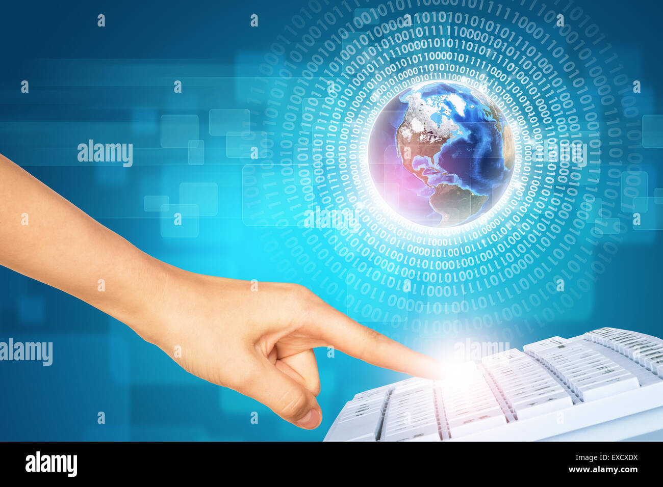 Humans finger touching keyboard Stock Photo - Alamy