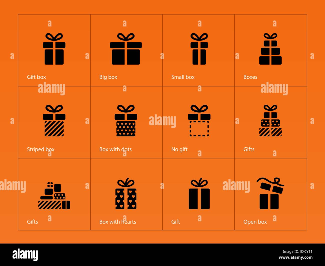 Gift icons on orange background Stock Vector Image & Art - Alamy