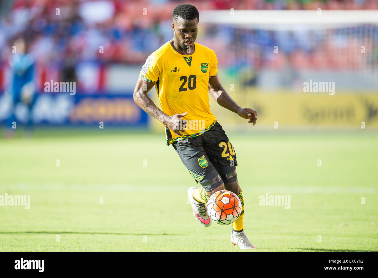 Houston, TX, USA. 11th July, 2015. Jamaica defender Kemar Lawrence (20 ...