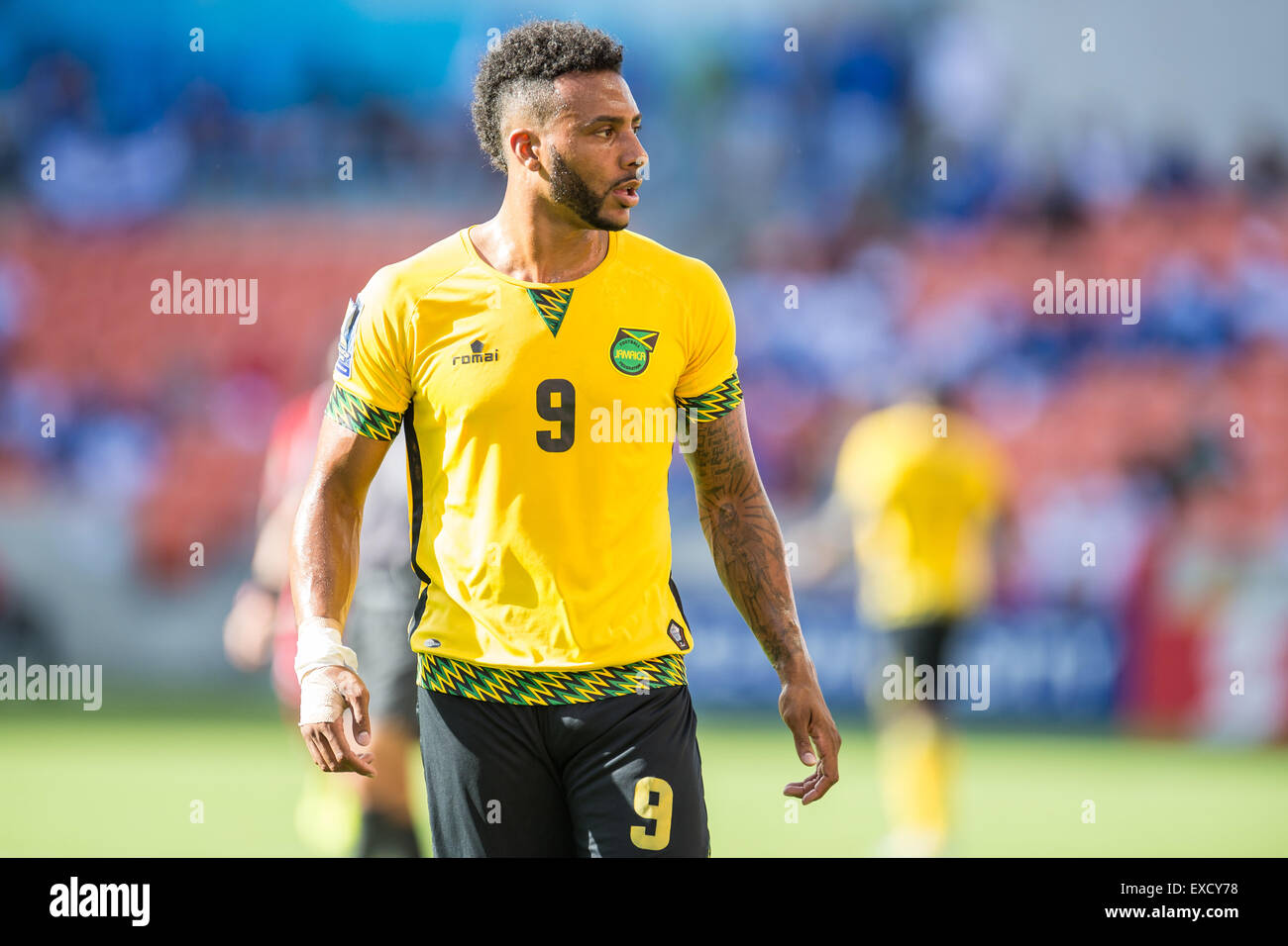 Houston, TX, USA. 11th July, 2015. Jamaica forward Giles Barnes (9 ...