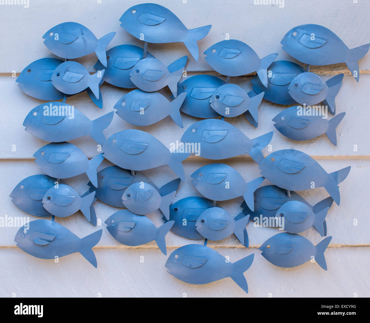 blue fishes on a wall Stock Photo - Alamy