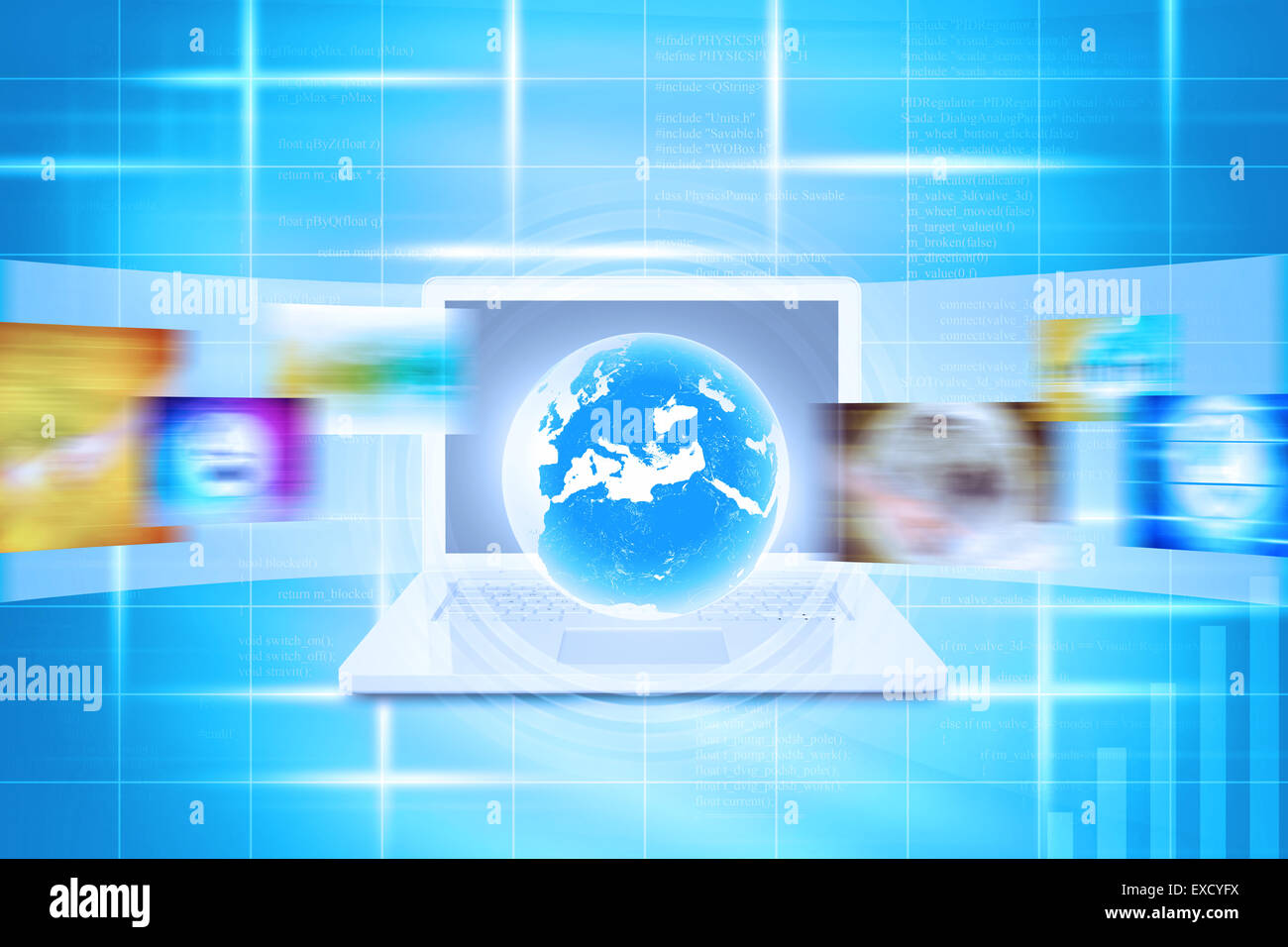 Virtual Earth on laptop Stock Photo - Alamy