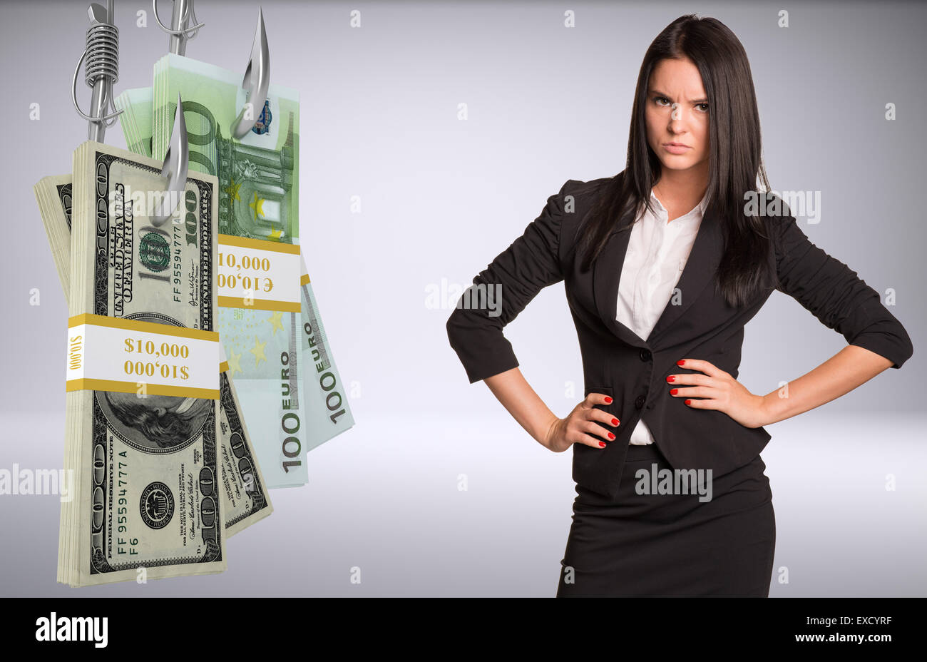Serious business lady looking at camera Stock Photo - Alamy