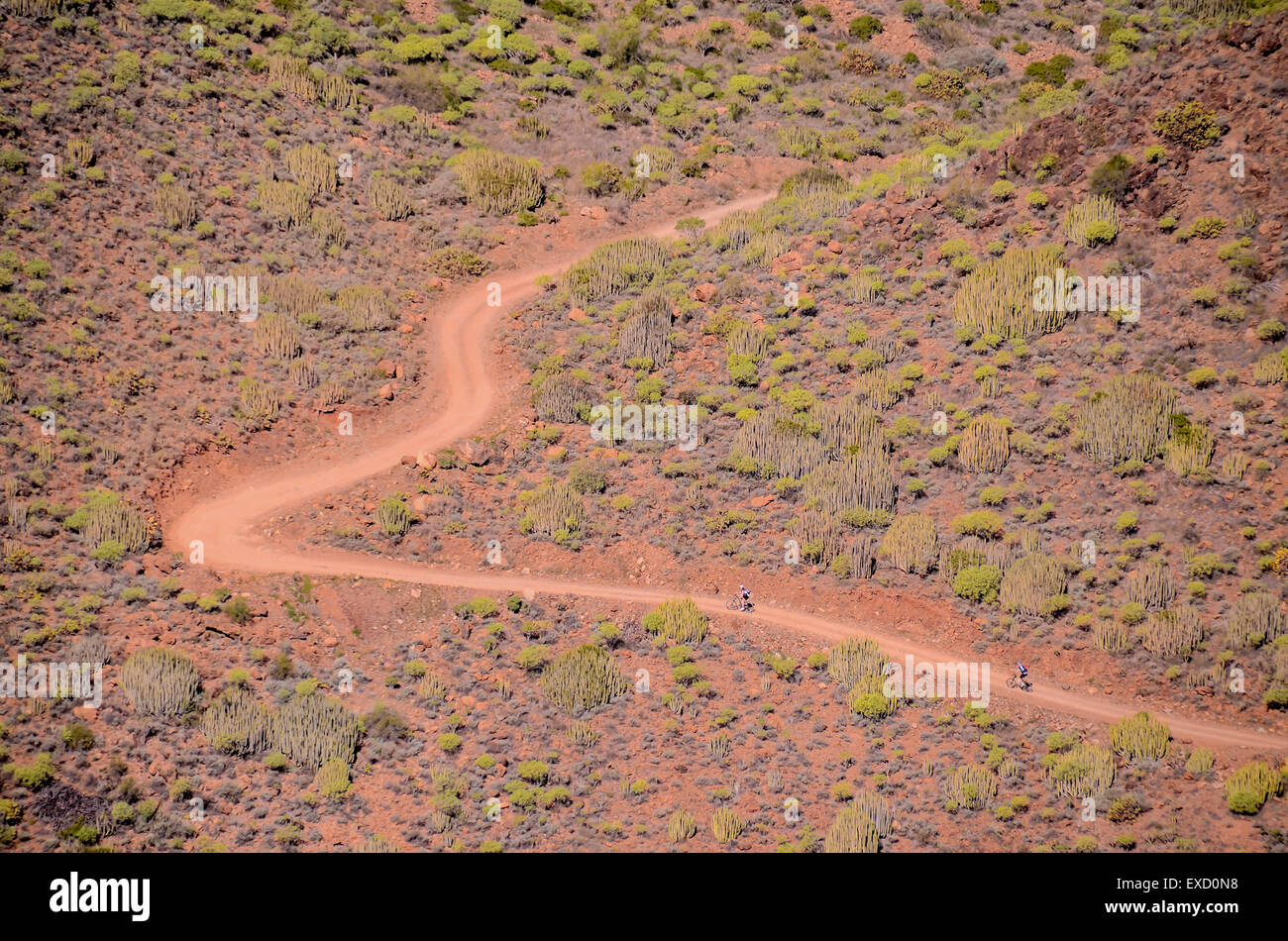 Aerial View of a Desert Road Stock Photo - Alamy