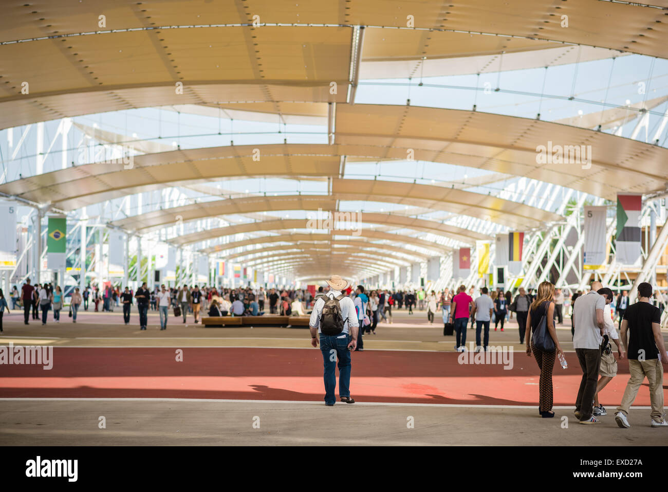 MILAN, ITALY - MAY 27: People visit Expo, universal exposition on the ...