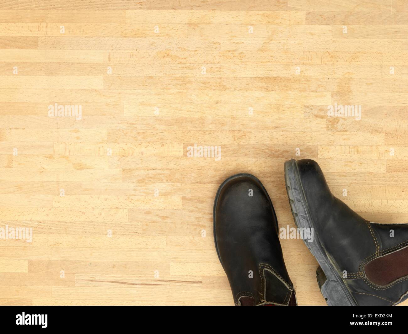 A close up shot of work boots Stock Photo - Alamy