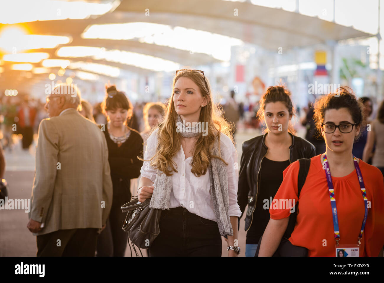 MILAN, ITALY - MAY 27: People visit Expo, universal exposition on the ...