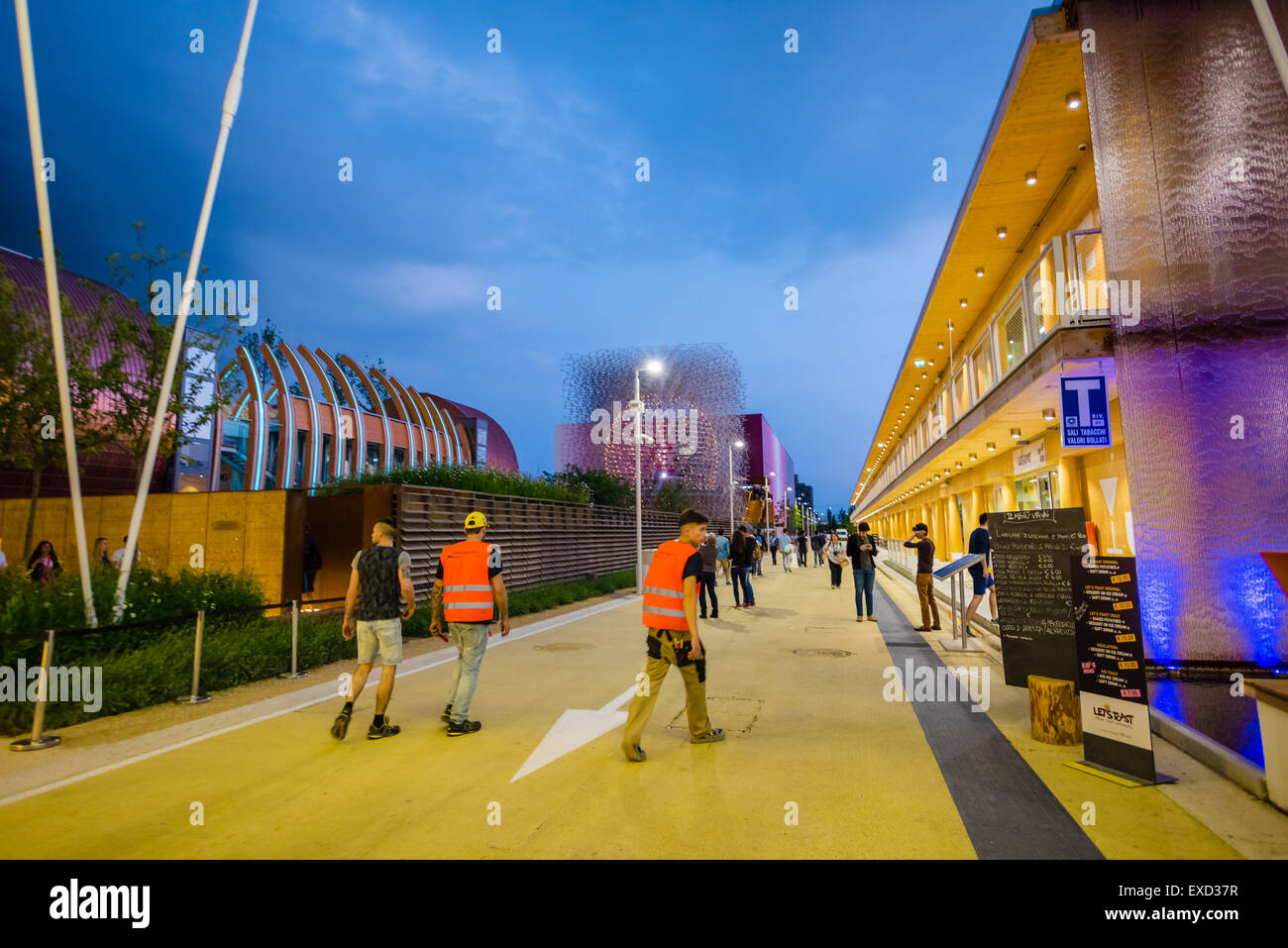 MILAN, ITALY - MAY 27: People visit Expo by night, universal exposition ...
