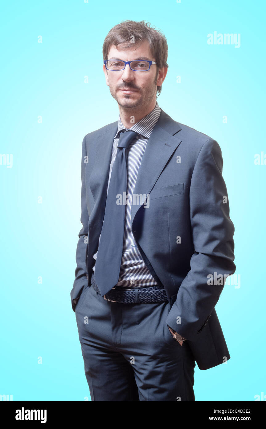 Bearded man in blue suit hi-res stock photography and images - Alamy