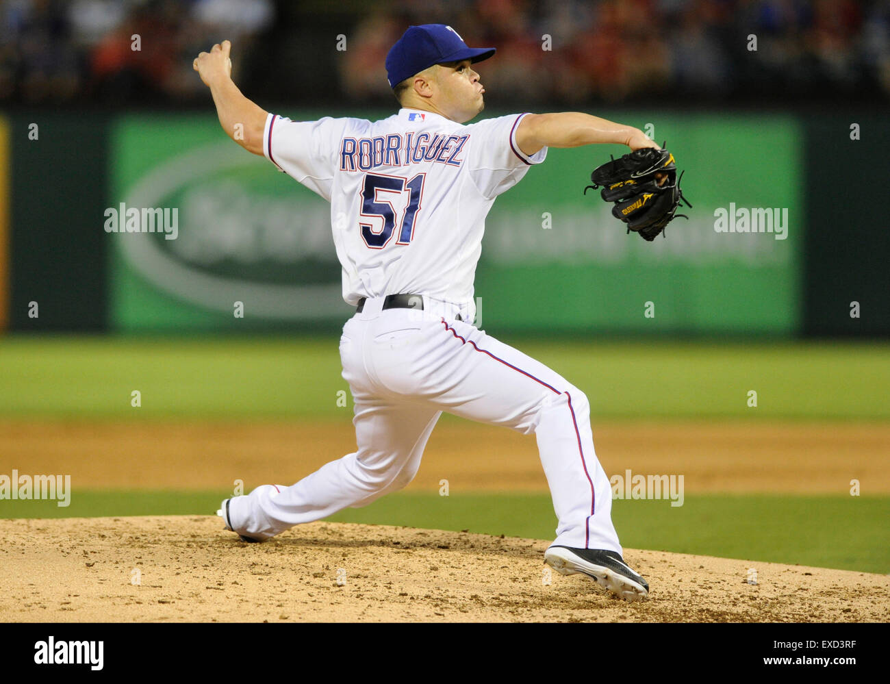 JUL 10, 2015: Texas Rangers starting pitcher Wandy Rodriguez #51 during ...