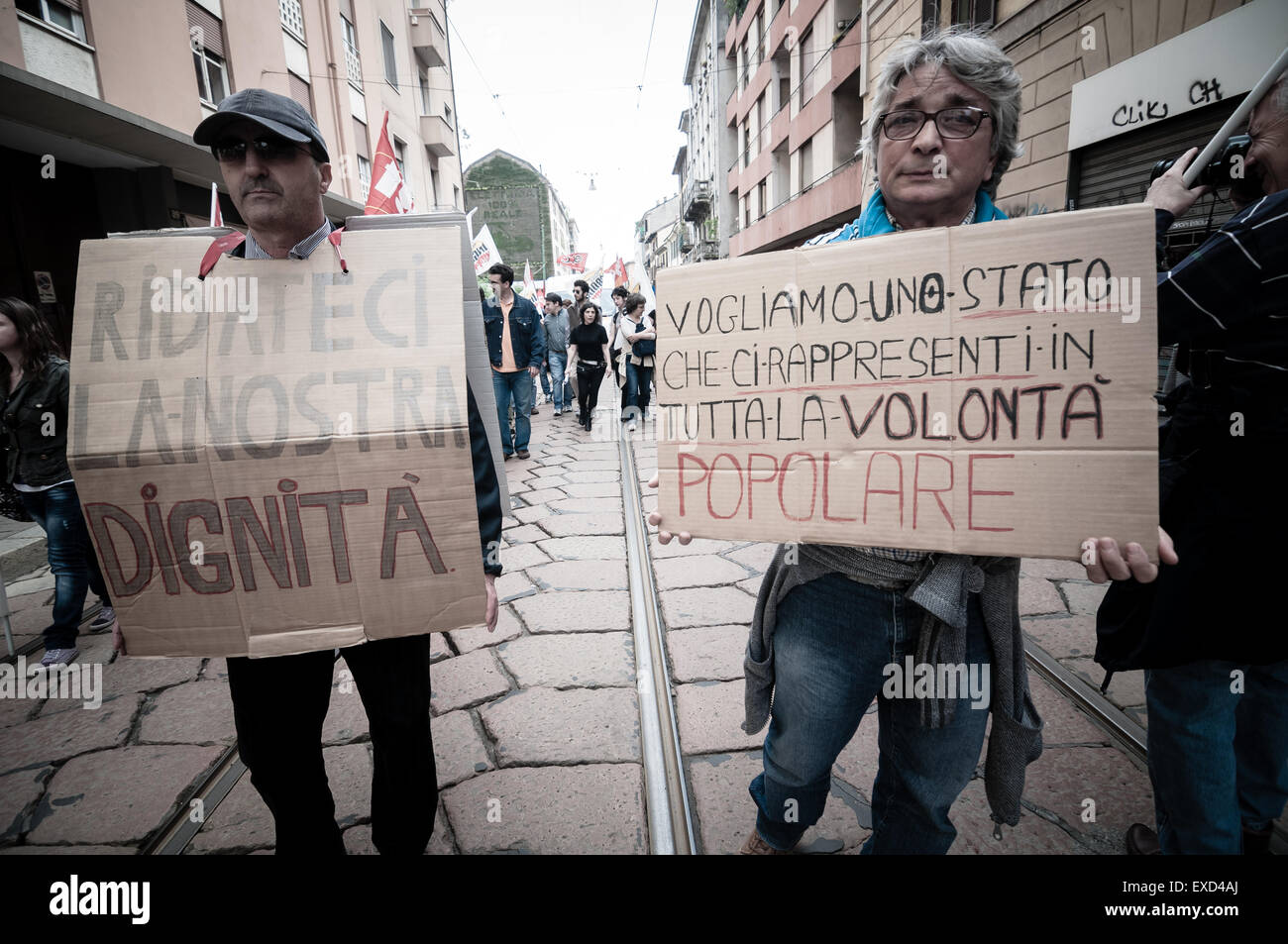 MILAN ITALY - MAY 1: labor day held in Milan on May 1 2013. Every year ...