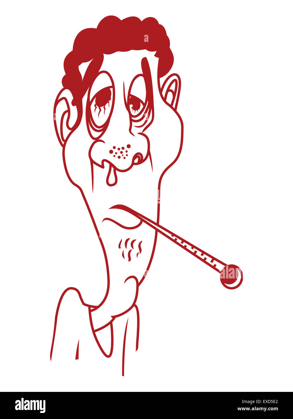 Vector illustrations of the sick man Stock Photo - Alamy