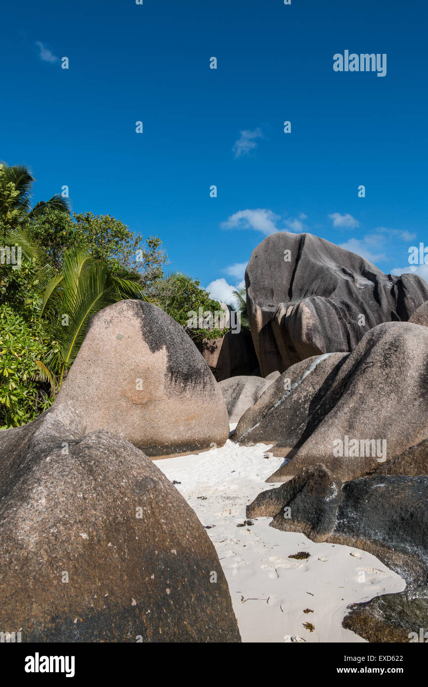 Seychelles,La Digue,rock formation in the ocean, rock formation at the ...