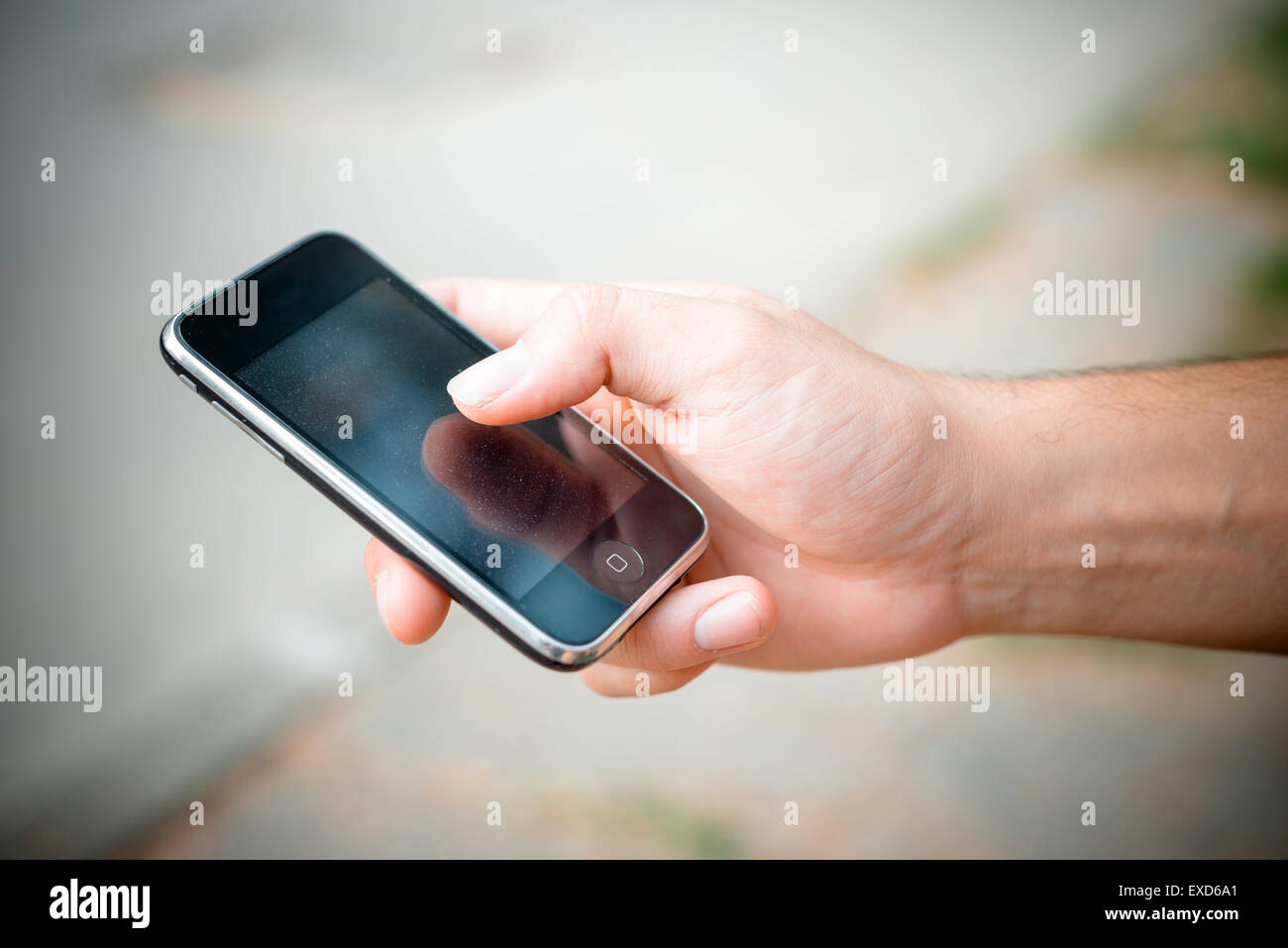 hand with smartphone typing Stock Photo - Alamy