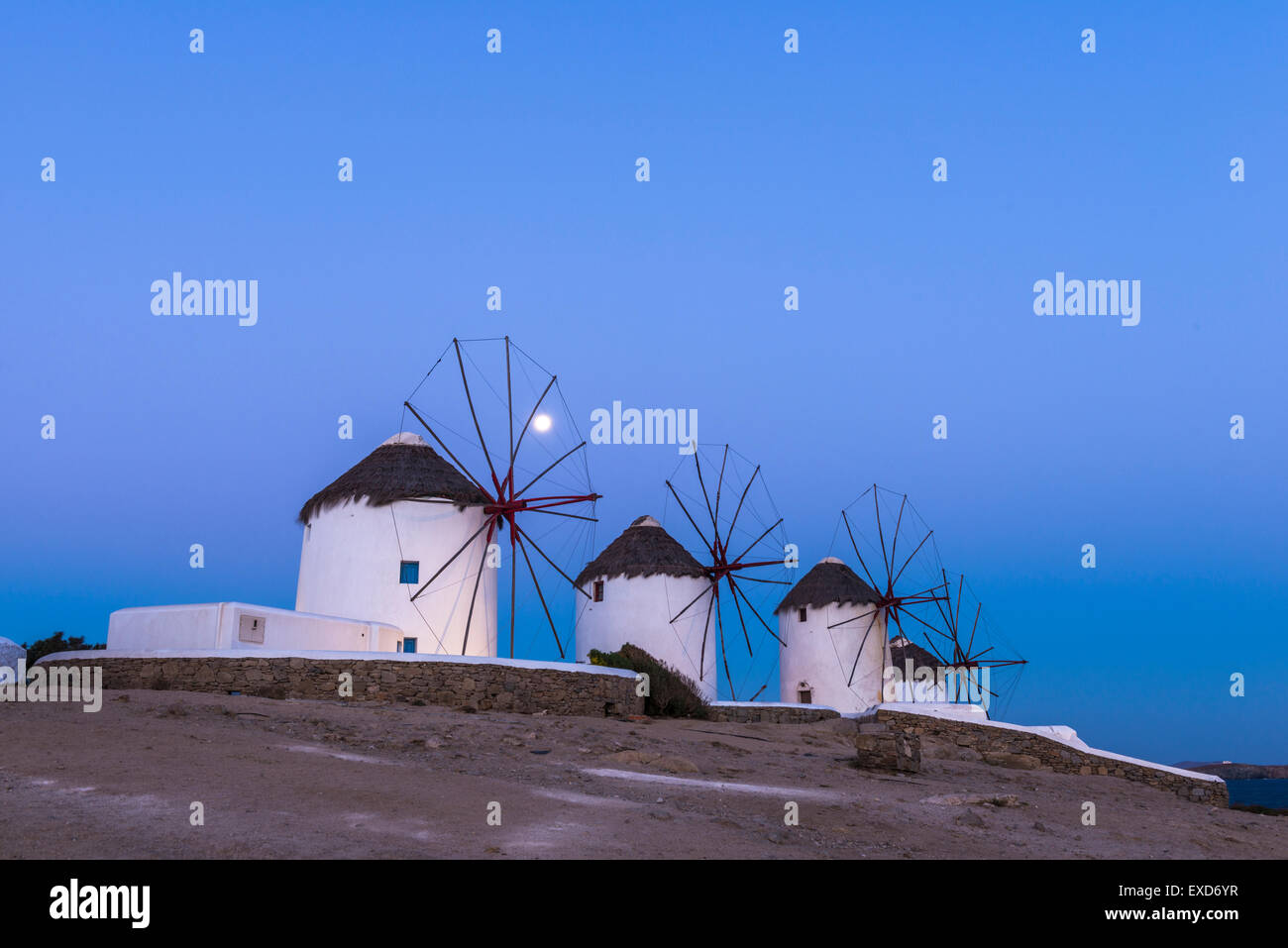 The Mykonos windmills are iconic feature of the Greek island of the ...