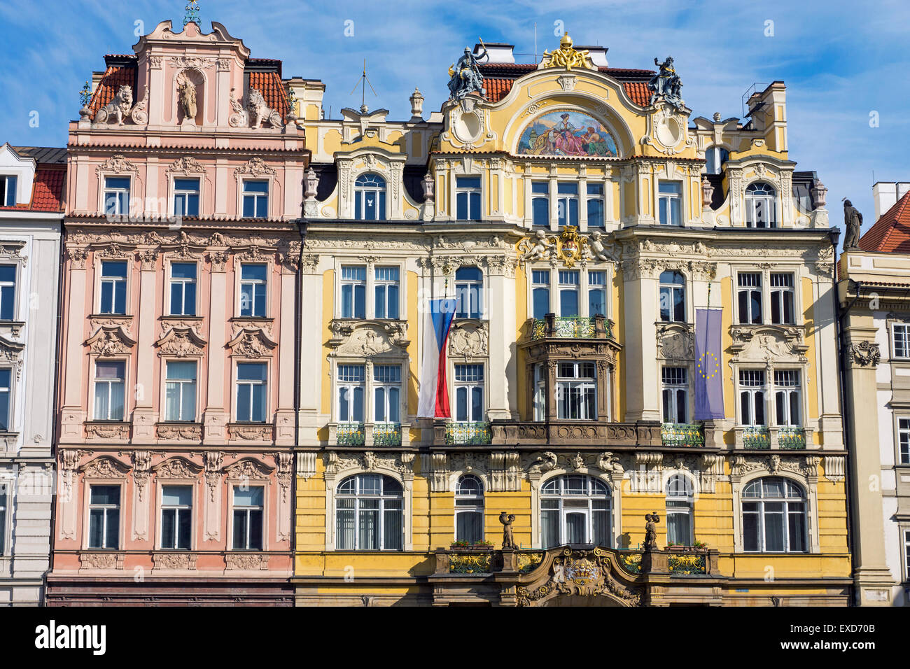 Restored historic buildings seen in Prague, Czech Republic Stock Photo ...